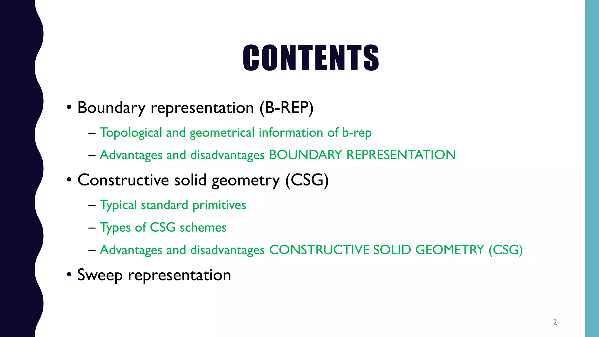 Cad ala brep, csg and sweep representation gtu | PDF