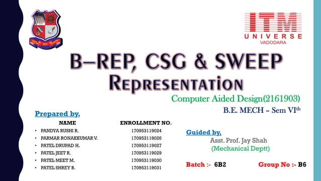 Cad ala brep, csg and sweep representation gtu | PDF