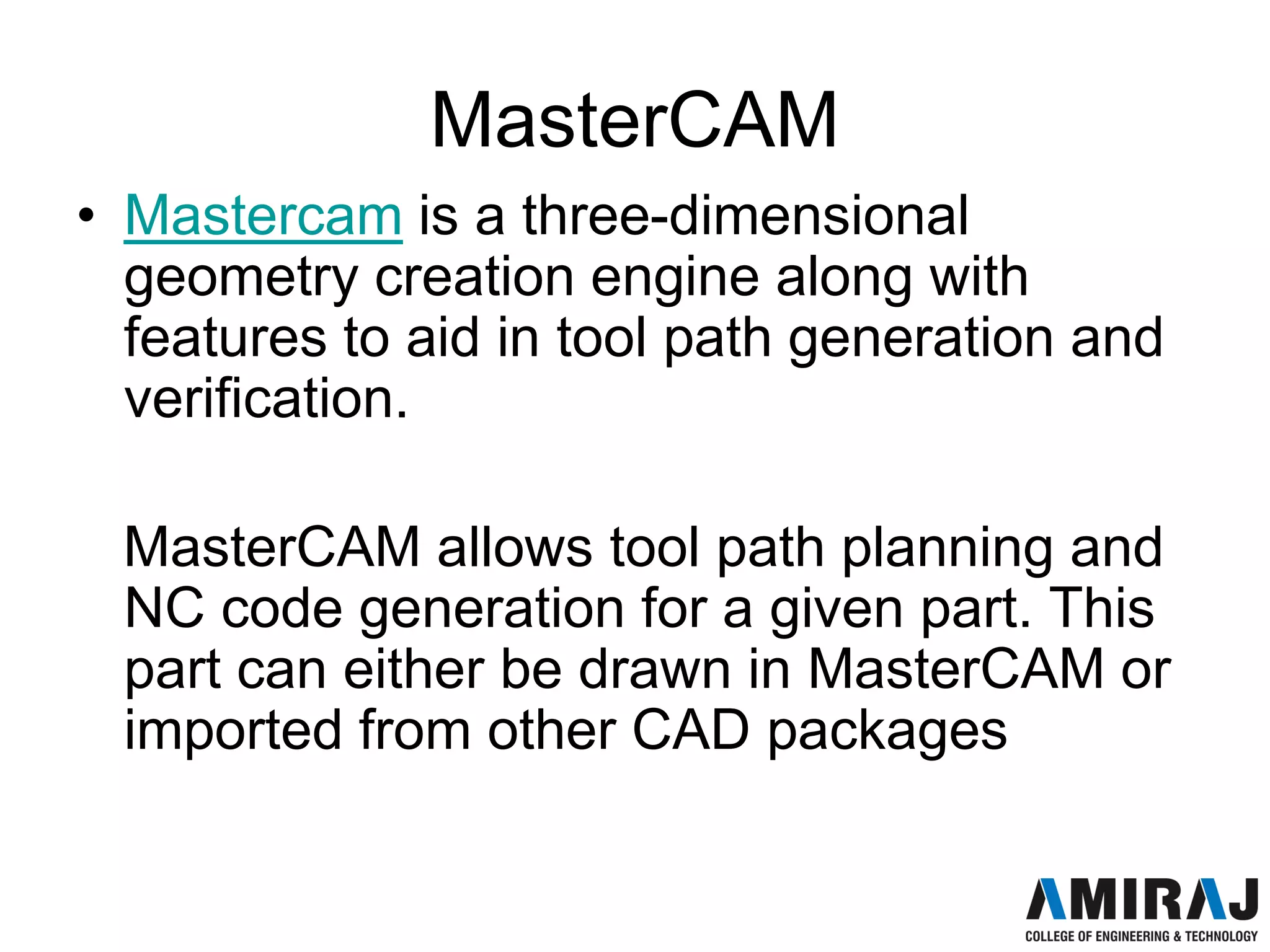 FUNDAMENTALS OF CAM By Using MASTERCAM | PPT