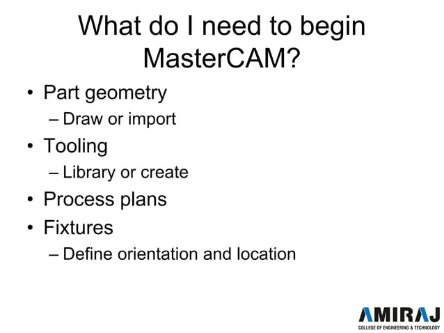 FUNDAMENTALS OF CAM By Using MASTERCAM | PPT | Video Production ...