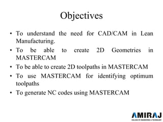 FUNDAMENTALS OF CAM By Using MASTERCAM | PPT