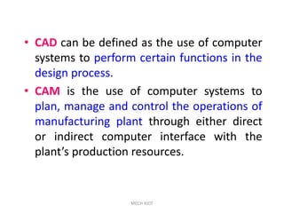 Learn about cad and cam for engineering study | PDF