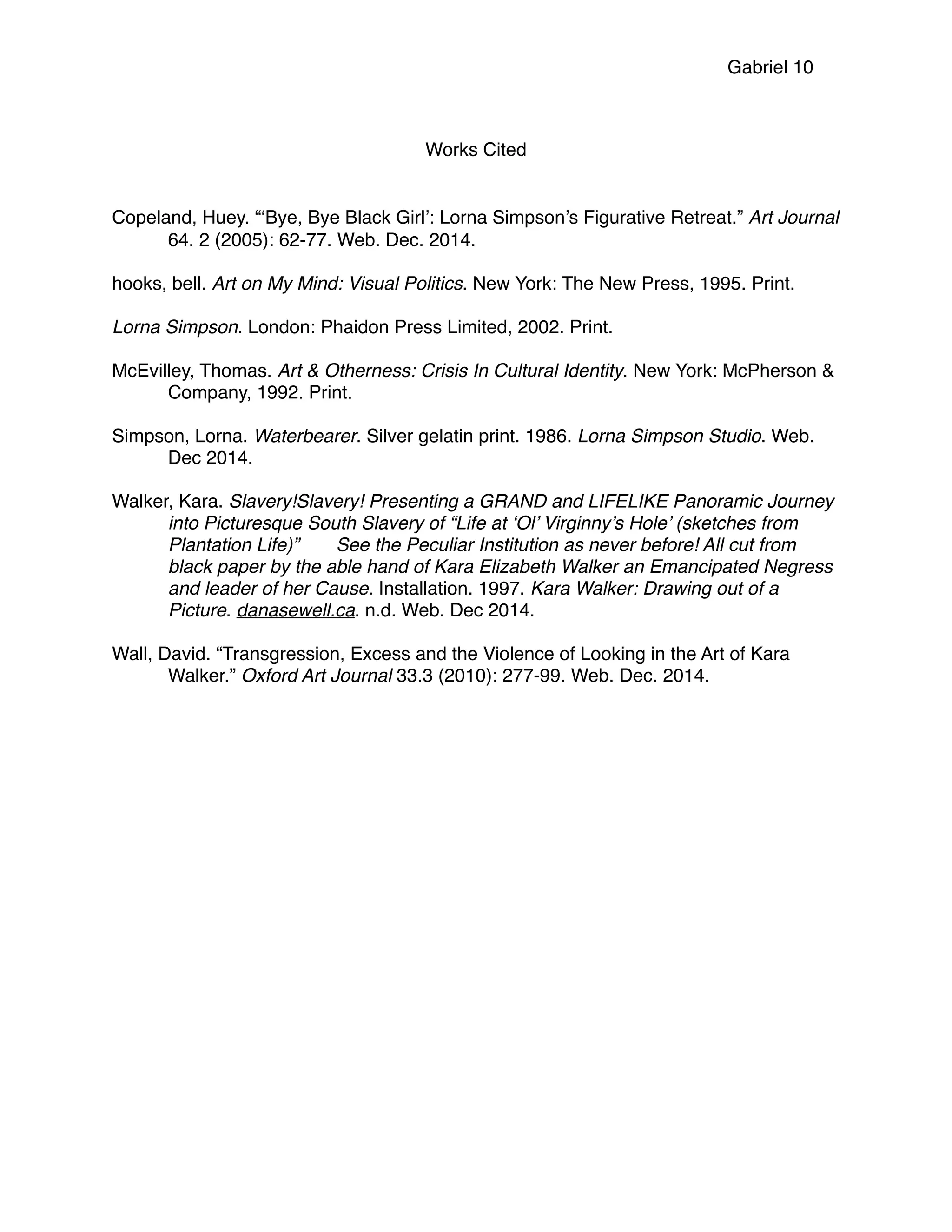 BFA Thesis (Kara Walker and Lorna Simpson) | PDF
