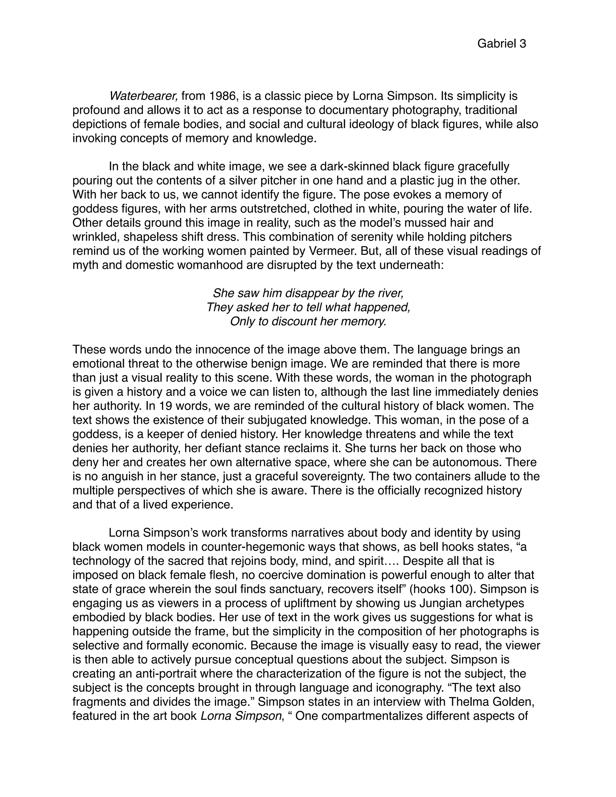 BFA Thesis (Kara Walker and Lorna Simpson) | PDF