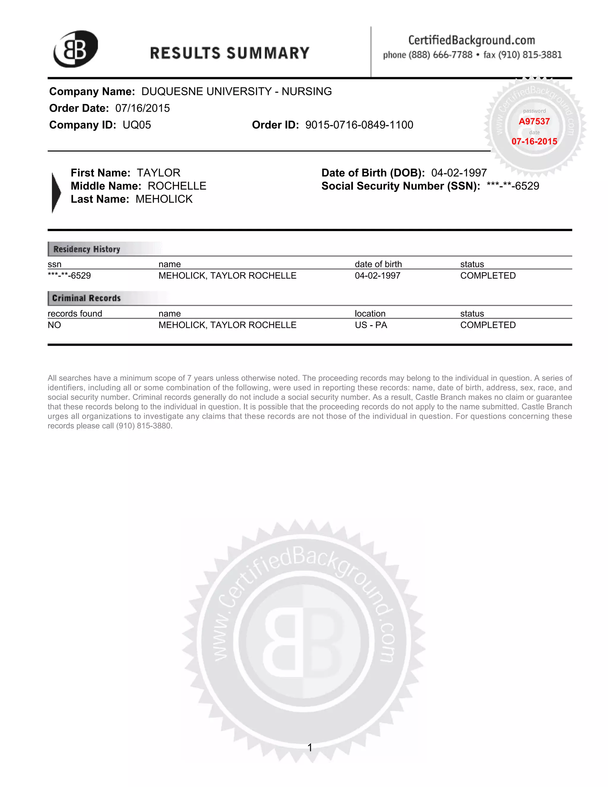 Background Check Results | PDF