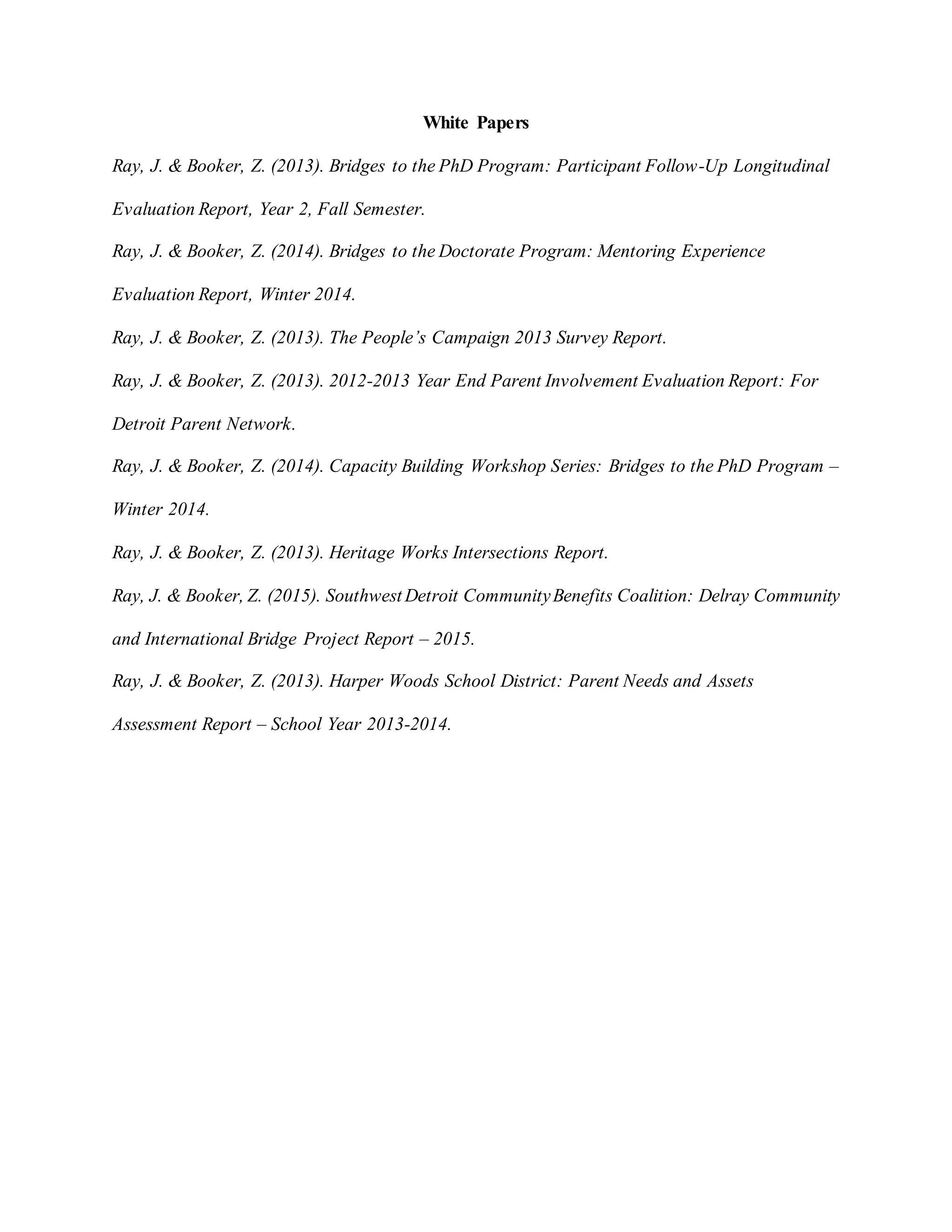 Zsa-Zsa Booker White Papers | DOCX