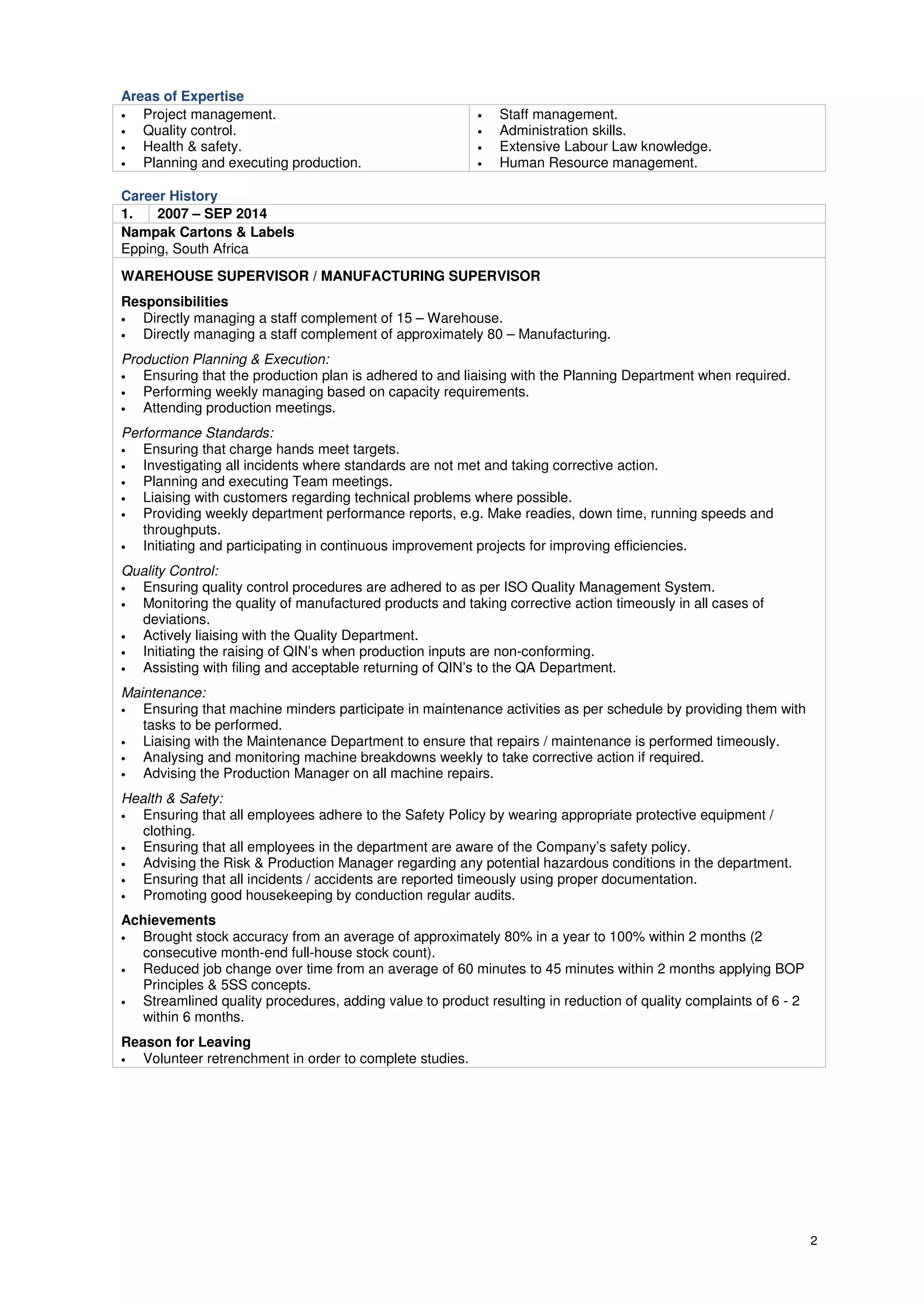 Joan van Wyk CV | PDF