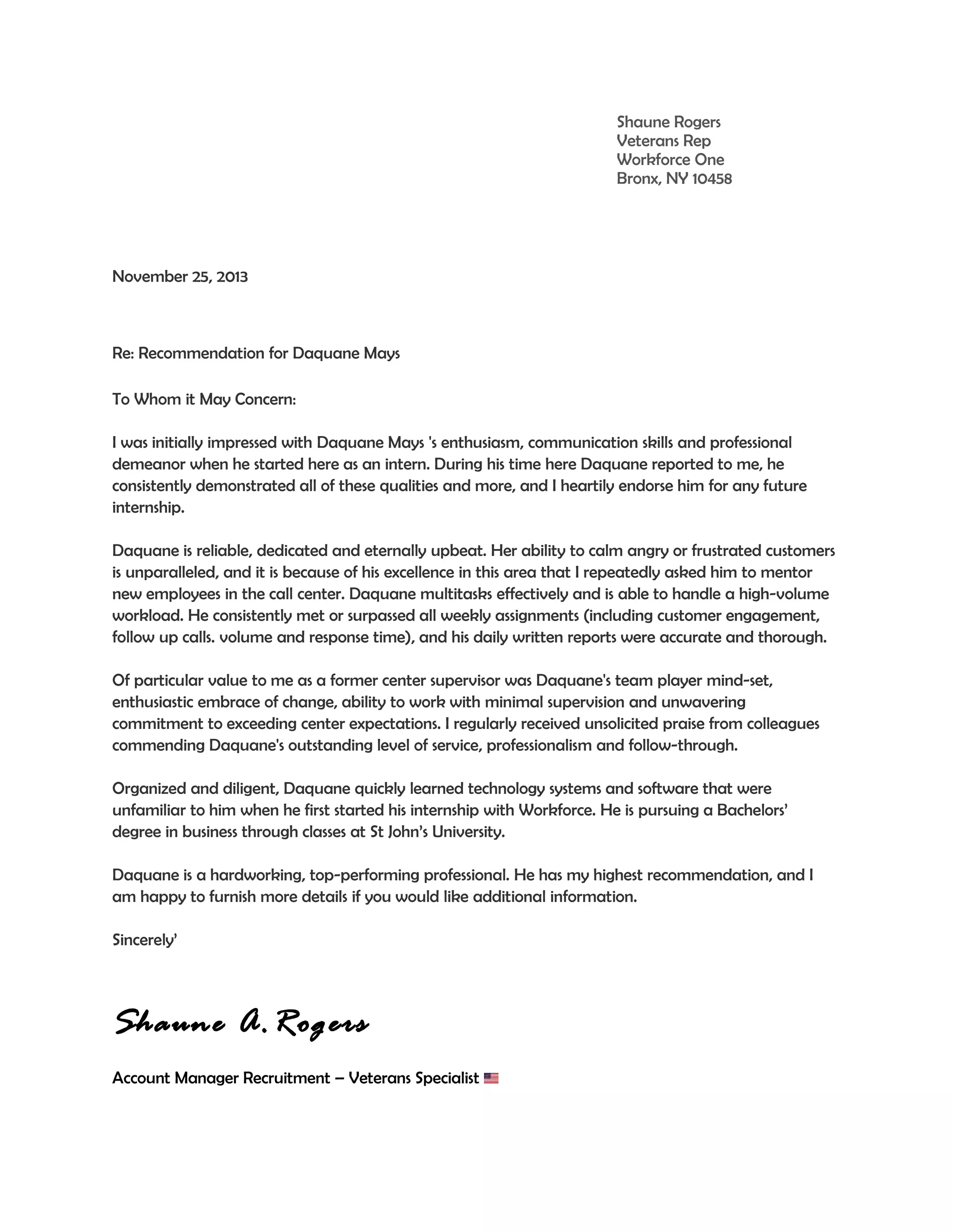 Recommendation Letter - Shaune Rodgers | DOC