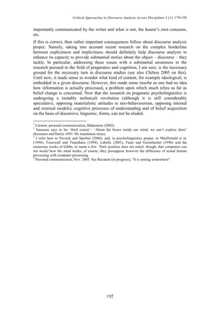 Pragmatic Issues In Discourse Analysis | PDF