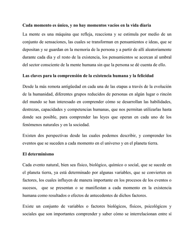 Cada momento es único, aprendamos a vivir en el aqui y en el ahora | PDF Cada momento es único, aprendamos a vivir en el aqui y en el ahora | PDF