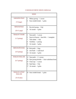 Cadangan menu sihat | DOC