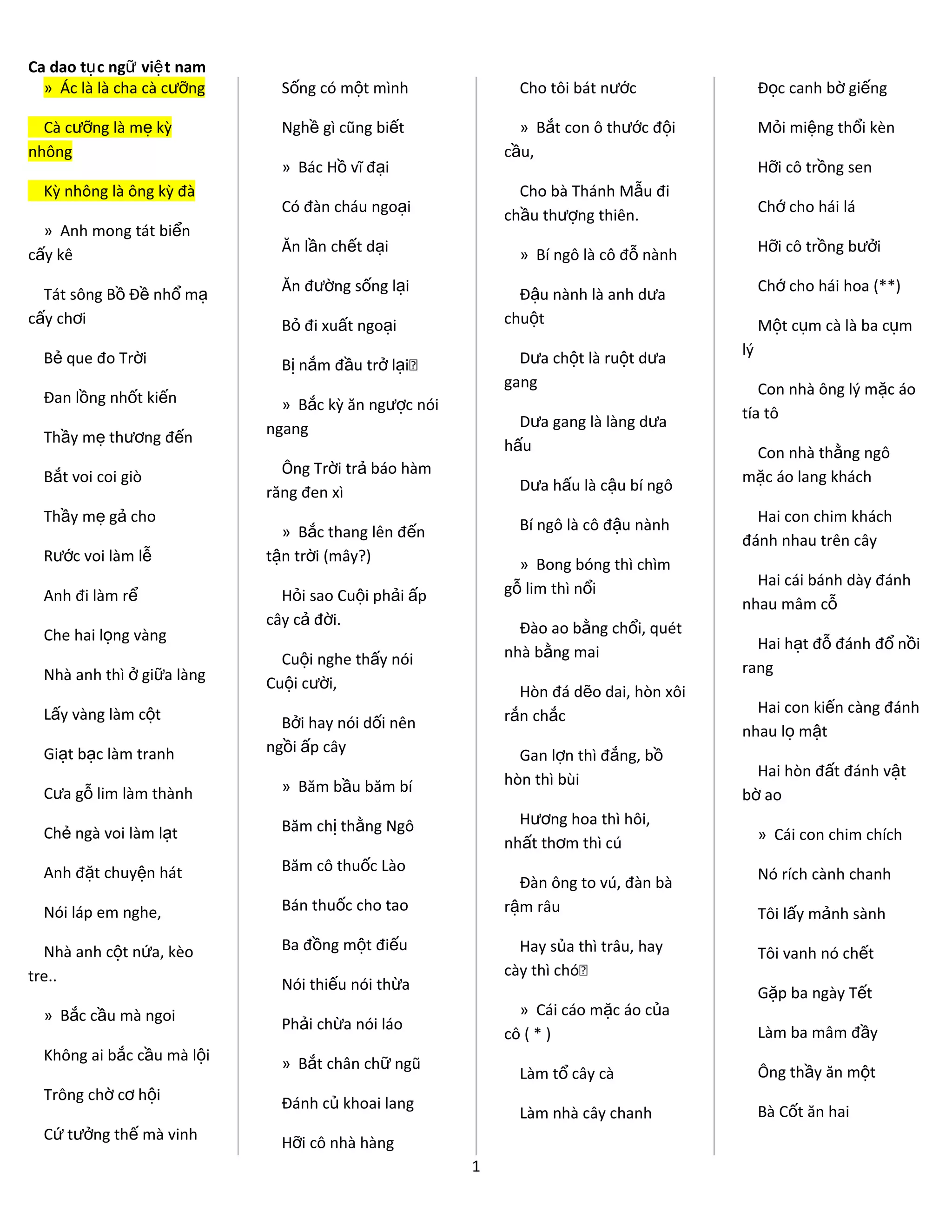 Ca dao tuc ngu | PDF