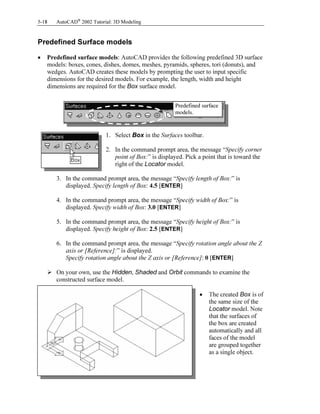 autocad 2002 tutorial 3d modeling | PDF | 3-D Graphics | Computer Software and Applications