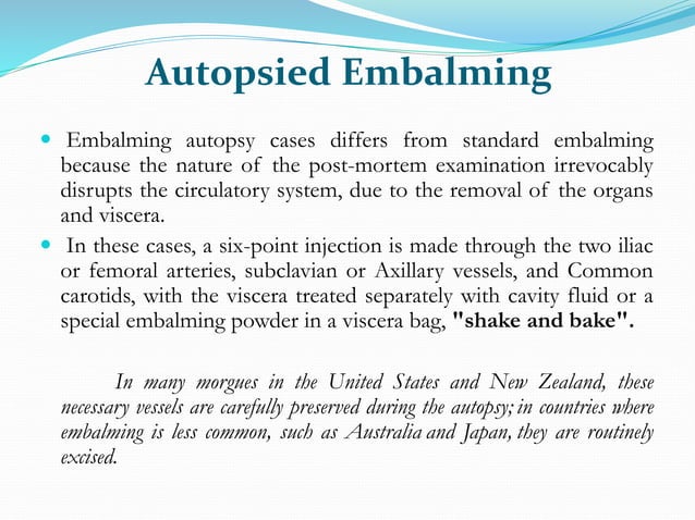 Cadaveric embalming | PPTX | First Aid | Injuries