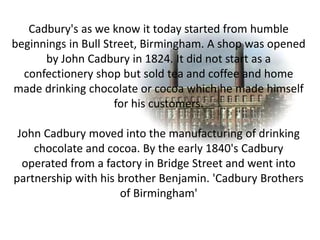 Cadbury | PPTX | Desserts and Baking | Food & Drink