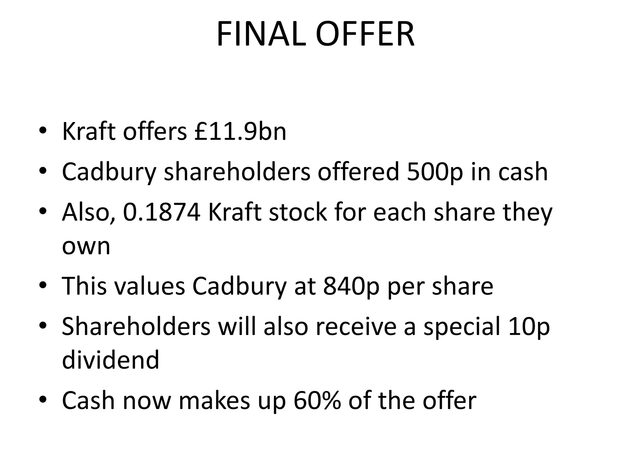 Cadbury Kraft Merger 2010 | PPTX