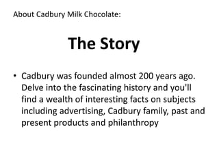 Cadbury dairy milk chocolate | PPTX