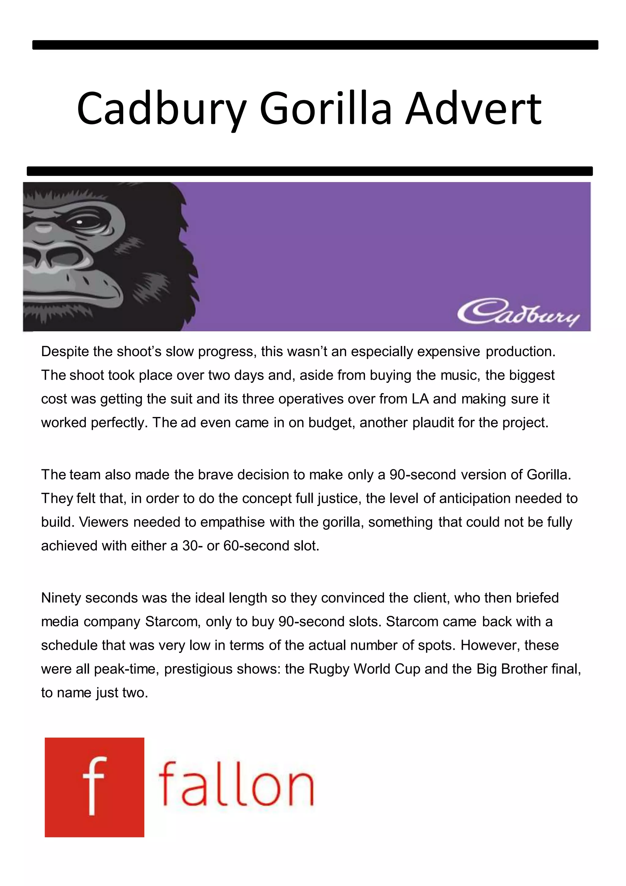 Cadbury gorilla advert | DOCX