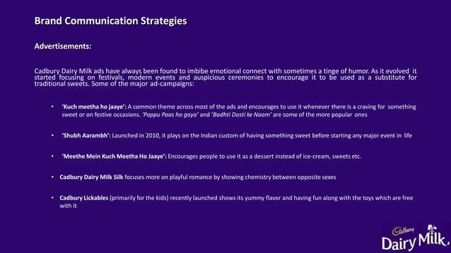 CADBURY DAIRY MILK ANALYSIS | PPTX | Commodities | Economy