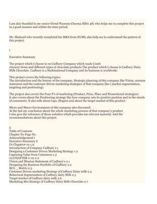 Cadbury plc project | DOCX