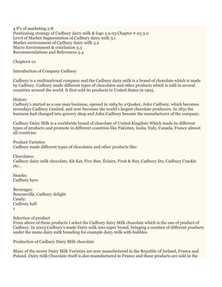 Cadbury plc project | DOCX