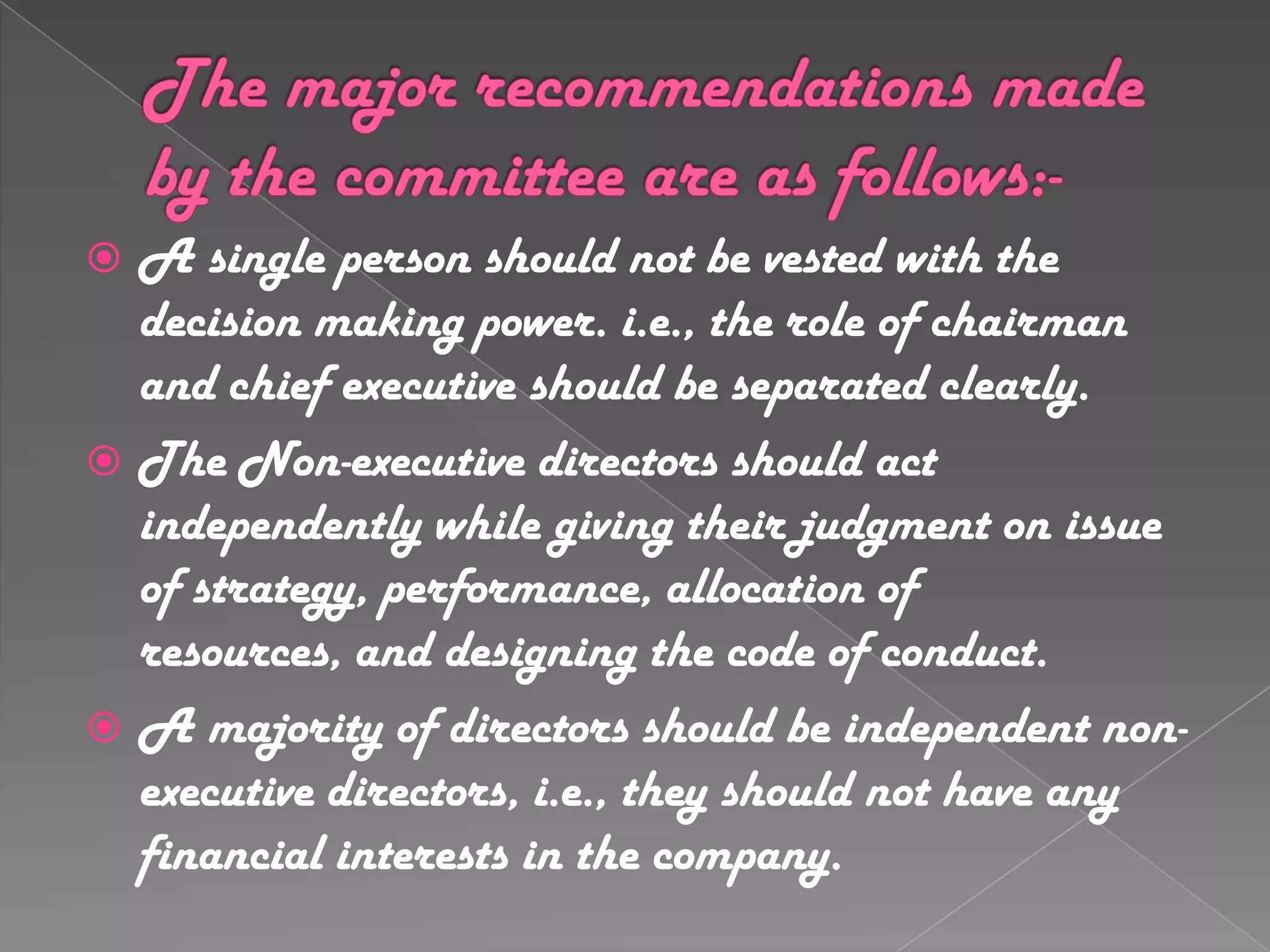 Cadbury report on corporate governance | PPTX