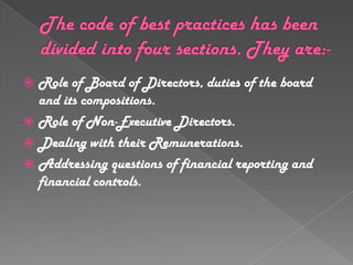 Cadbury report on corporate governance | PPTX