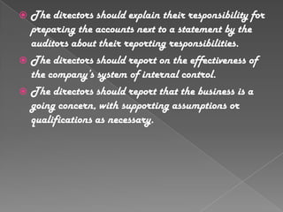 Cadbury report on corporate governance | PPTX