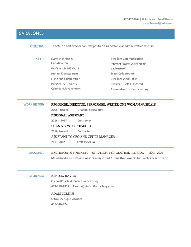 Sara Jones Resume 2017 | PDF