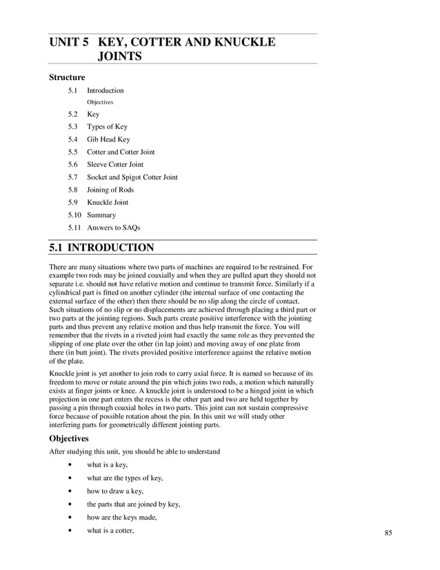 KEY.COTTER AND KNUCKLE JOINTS | PDF | Physics | Science