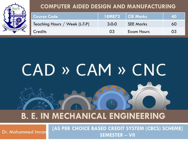 CAD CAM Introduction 18ME72 | PPT
