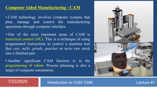 CAD/CAM Lecture #1 | PPTX