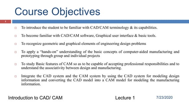 CAD/CAM Lecture #1 | PPTX