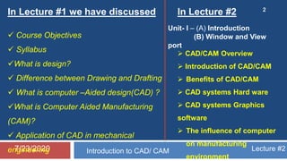 CAD/CAM Lecture #2 | PPT