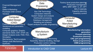 CAD/CAM Lecture #3 | PPTX | Technology Industry | Industries