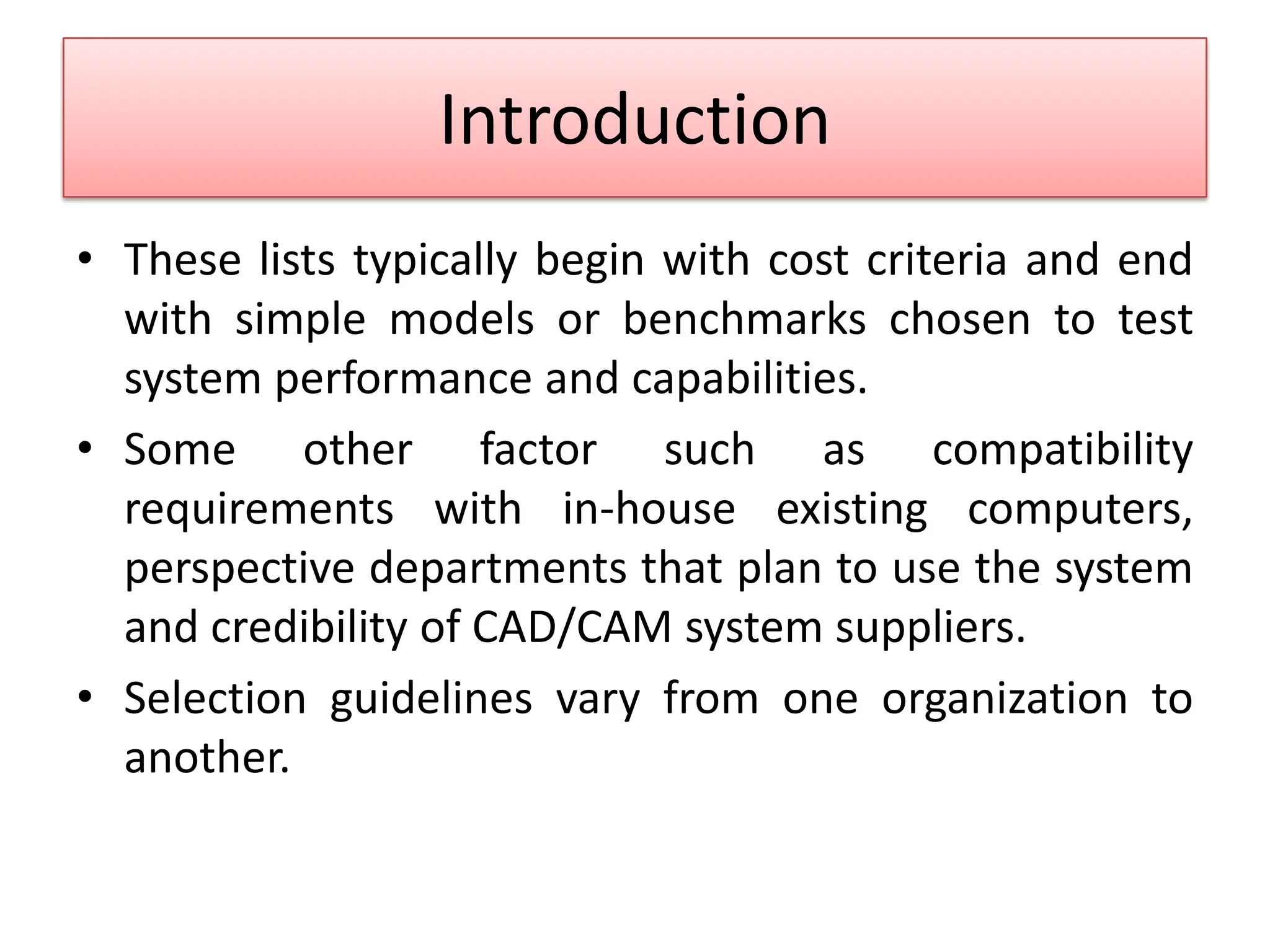 CAD CAM SYSTEM Evaluation Criteria to select the Software | PDF