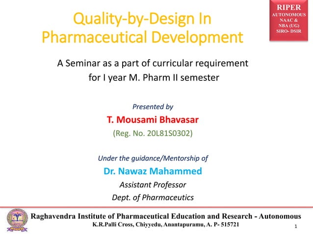 Quality-by-Design in Pharmaceutical Development | PPTX | Pharmaceutical ...