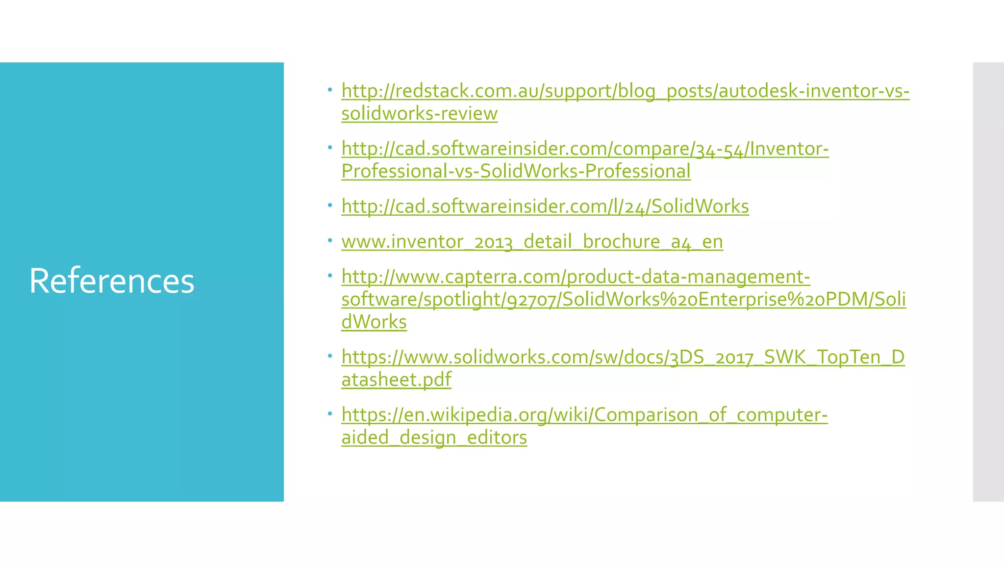 Cad comparison [ Solidworks vs Inventor ] | PPTX