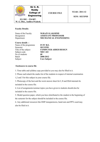 Cad course | DOC | Computing | Technology & Computing