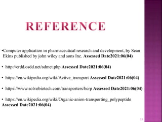 Drug Distribution ,Drug Excretion, Active Transport; P–gp, BCRP ...