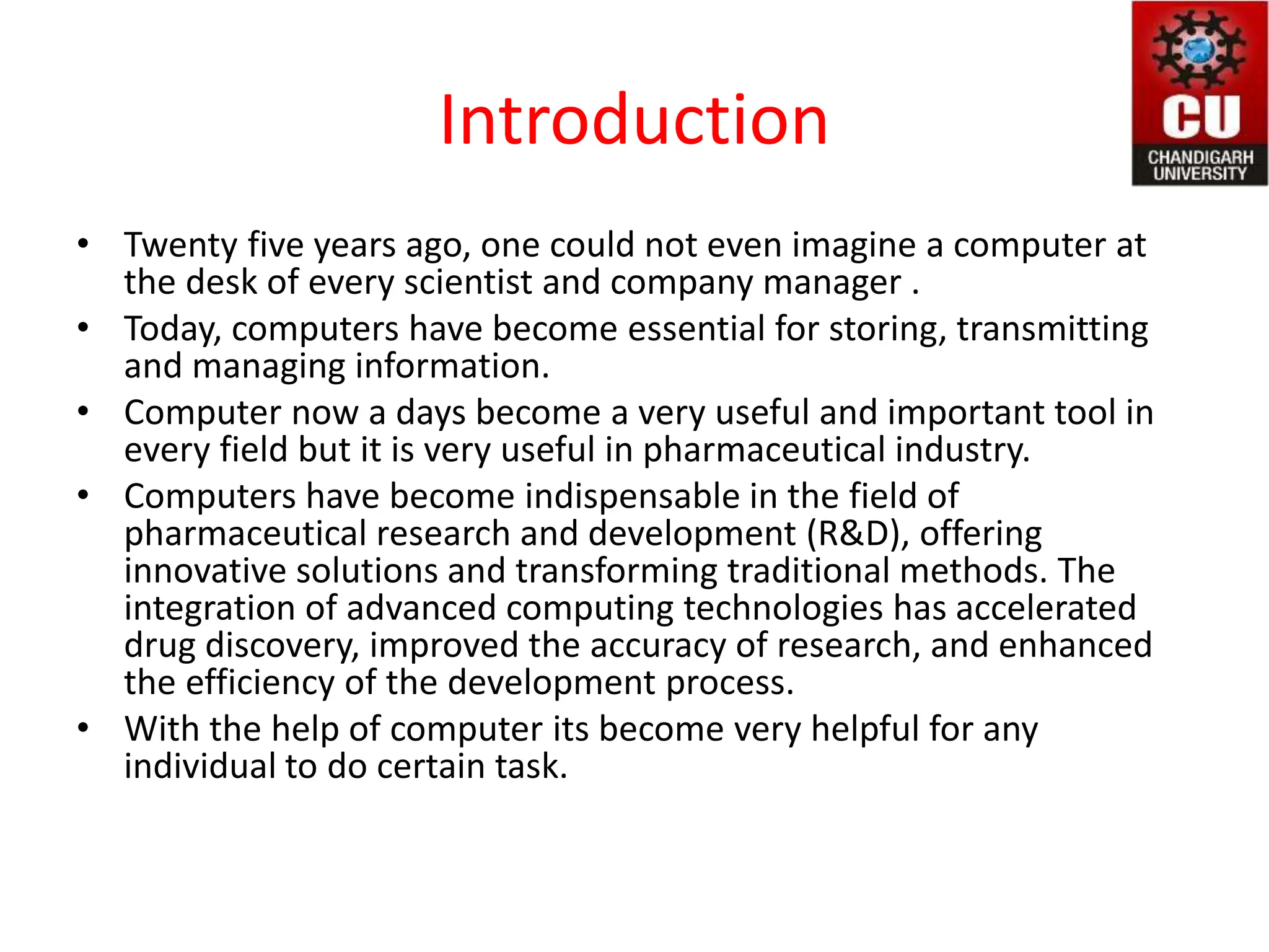Evolution of Computers in Pharmaceutical Research and Development: A ...