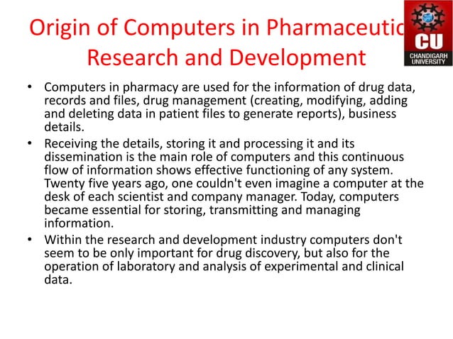Evolution of Computers in Pharmaceutical Research and Development: A Historical Perspective.pptx ...