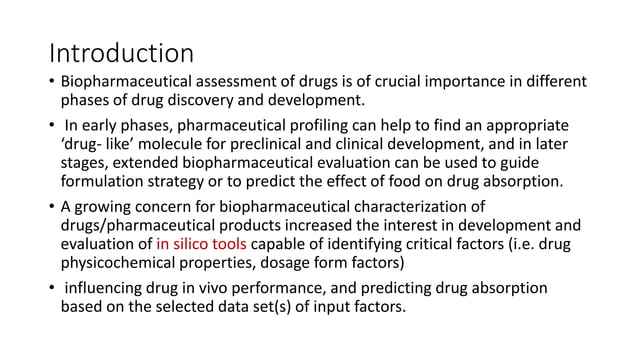 computer aided biopharmaceutical characterization :gastrointestinal ...