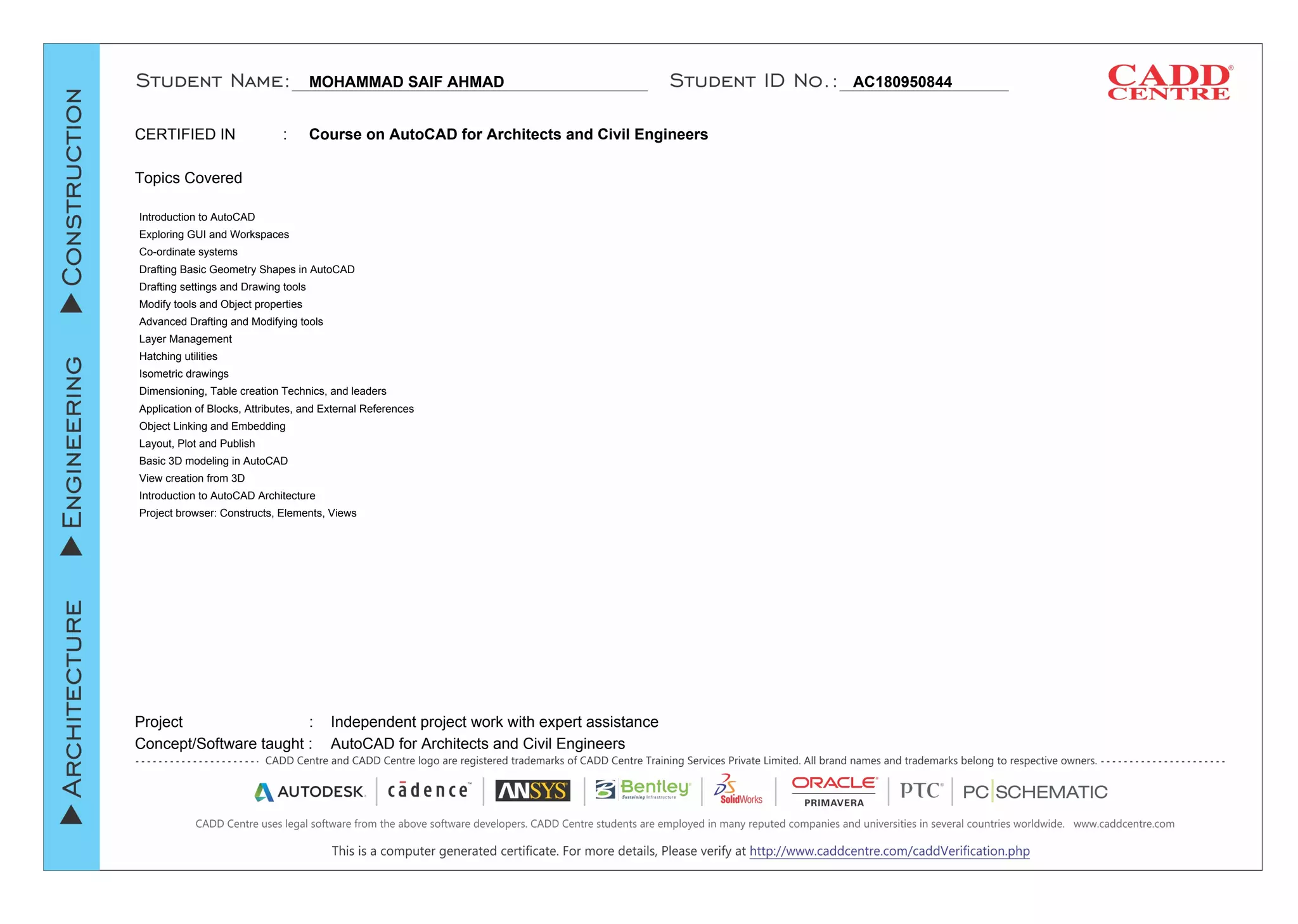 AutoCAD Certificate | PPT