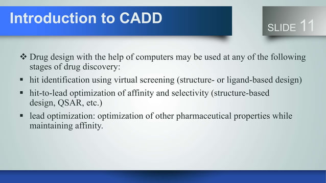 Computer aided drug design(CADD) | PPTX