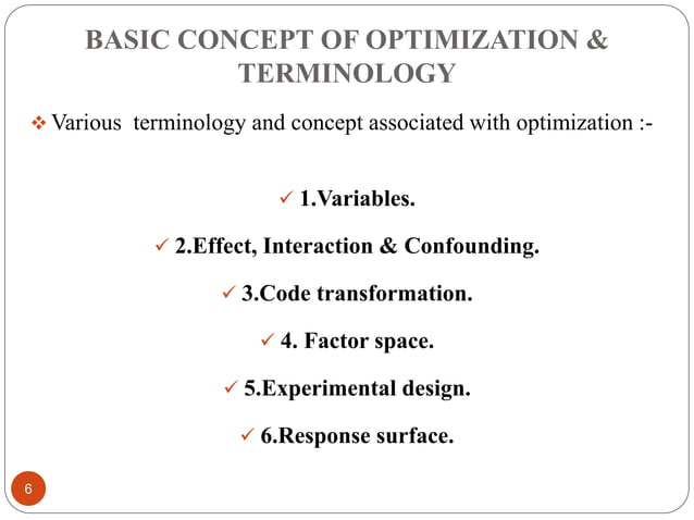 concept of optimization | PPTX