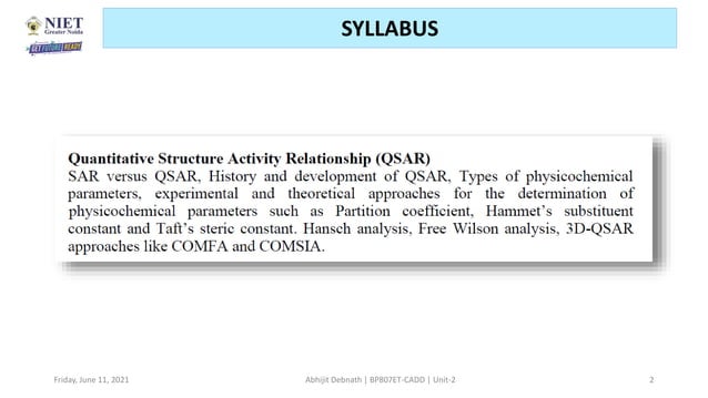 Quantitative Structure Activity Relationship (QSAR) | PPTX