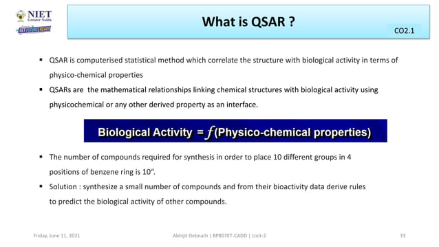 Quantitative Structure Activity Relationship (QSAR) | PPTX