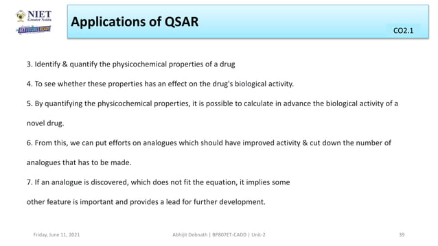 Quantitative Structure Activity Relationship (QSAR) | PPTX