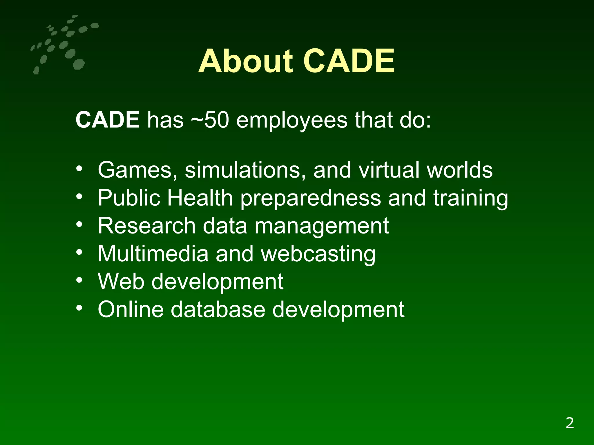 CADE Games and Virtual Worlds Training | PPT